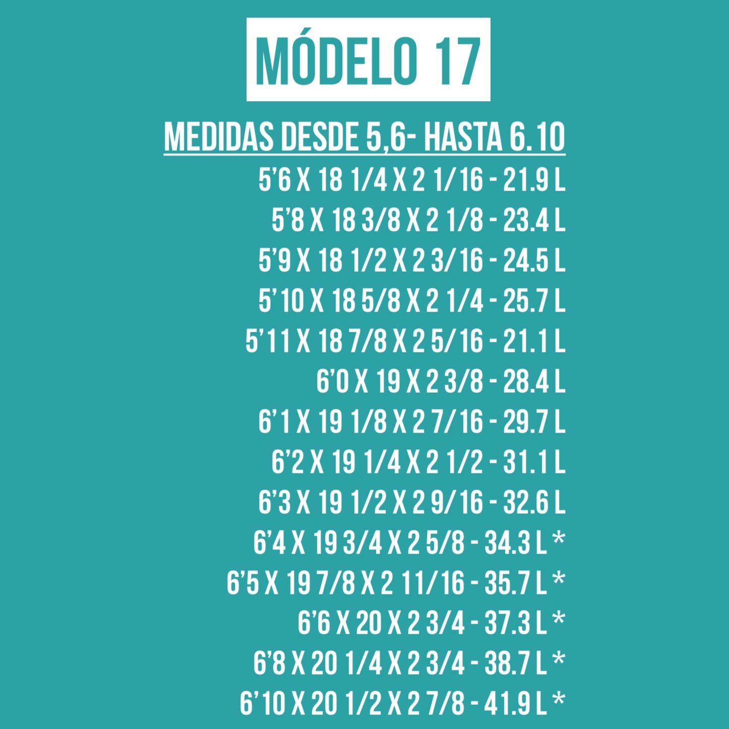 Foam pre shapeado Teccel modelo 17